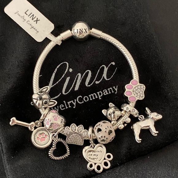 Linx | Jewelry | Linx Snake Chain Bracelet With Pink French Bulldog Frenchie Themed Charms ...